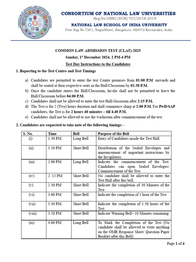 Test Day Instructions 1 | PDF | Identity Document