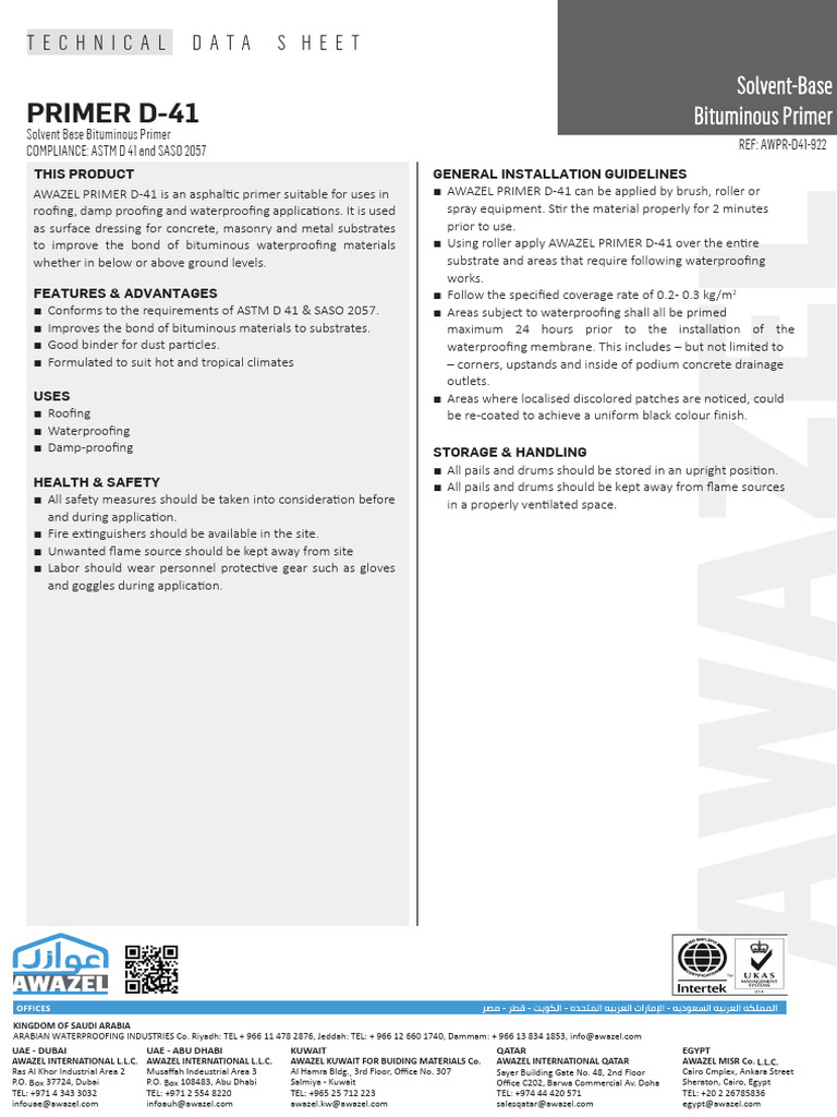 TDS - Awazel Primer D41 Reg | PDF | United Arab Emirates | Building ...