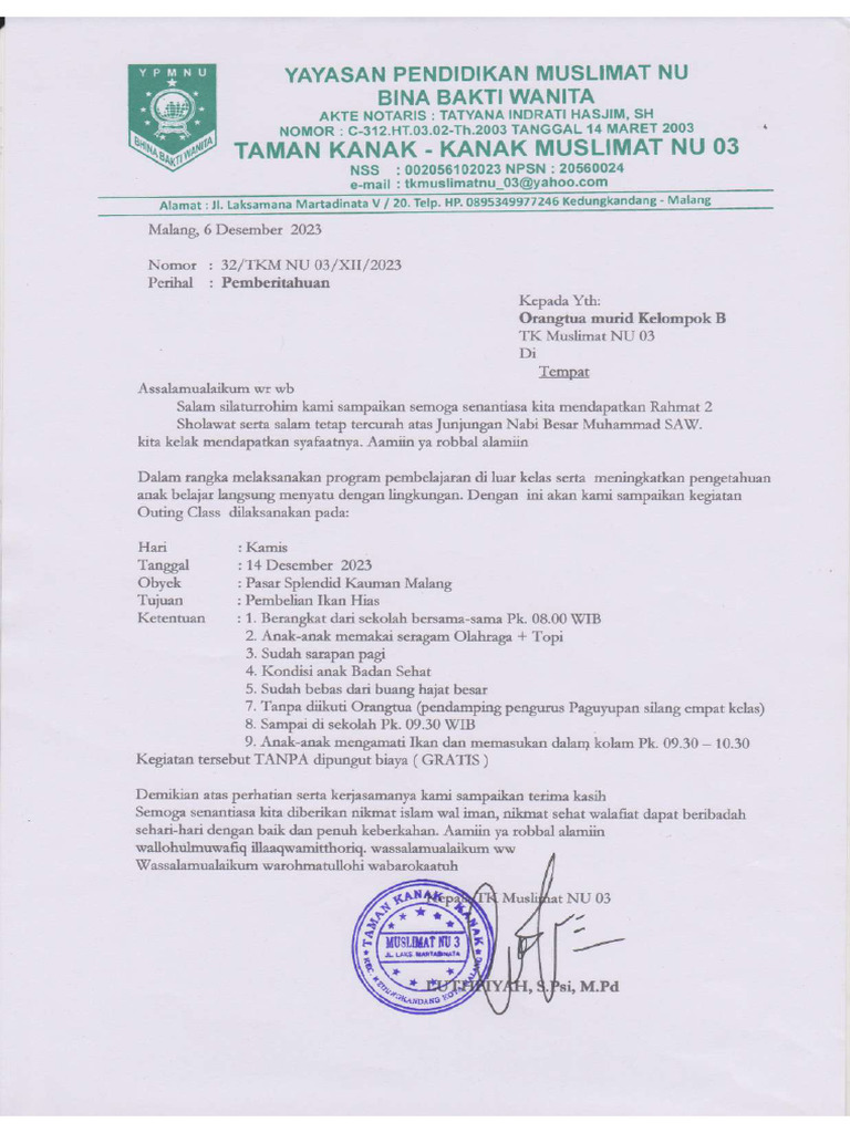 Pemberitahuan Kel B | PDF