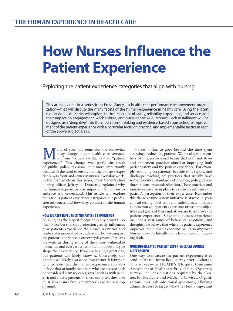 How Nurses Influence The Patient Experience. | PDF | Patient | Nursing