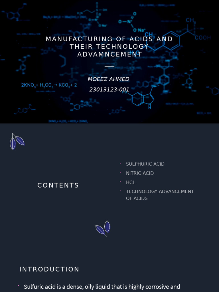 Manufacturing of Acids and Their Technology Advamncement | PDF | Nitric Acid | Acid