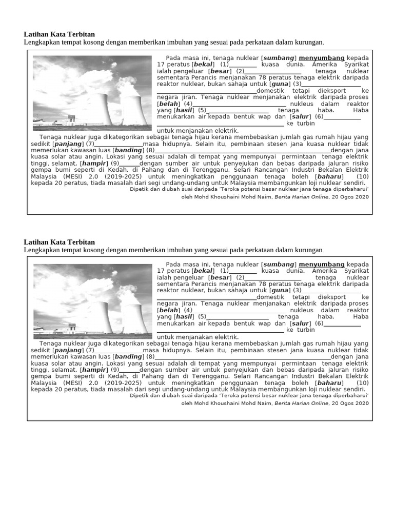 Latihan Kata Terbitan | PDF