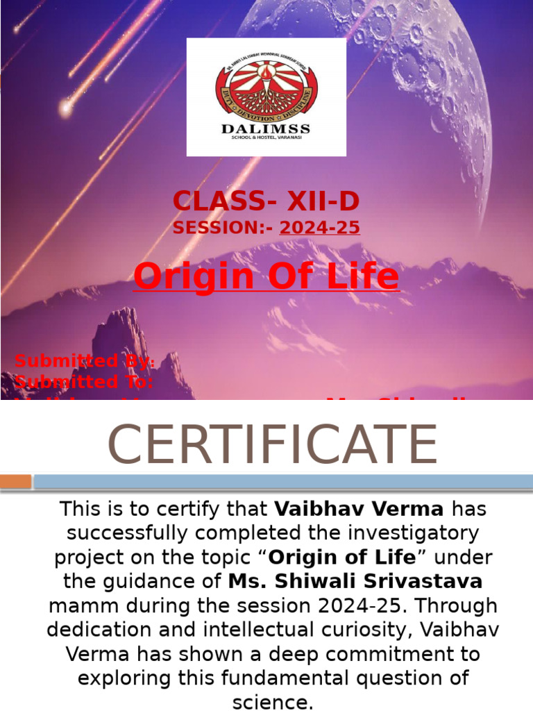 Vaibhav - Origin of Life | PDF | Formation And Evolution Of The Solar System | Universe