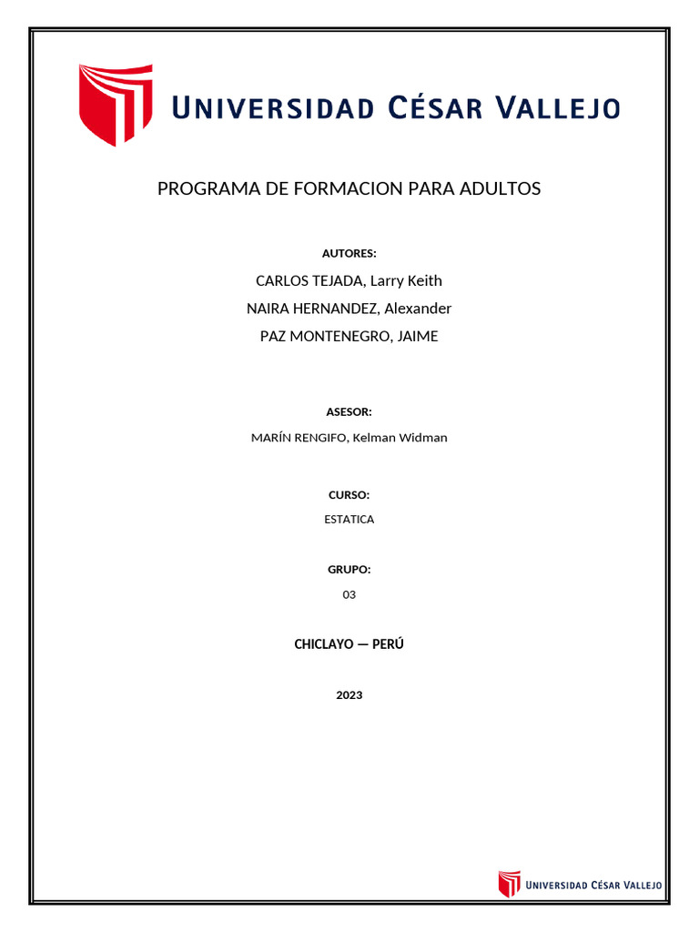 Final Informe Estatica - . | PDF | Fuerza | Las leyes del movimiento de ...