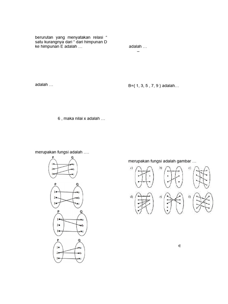 Latihan Soal Relasi dan Fungsi | PDF