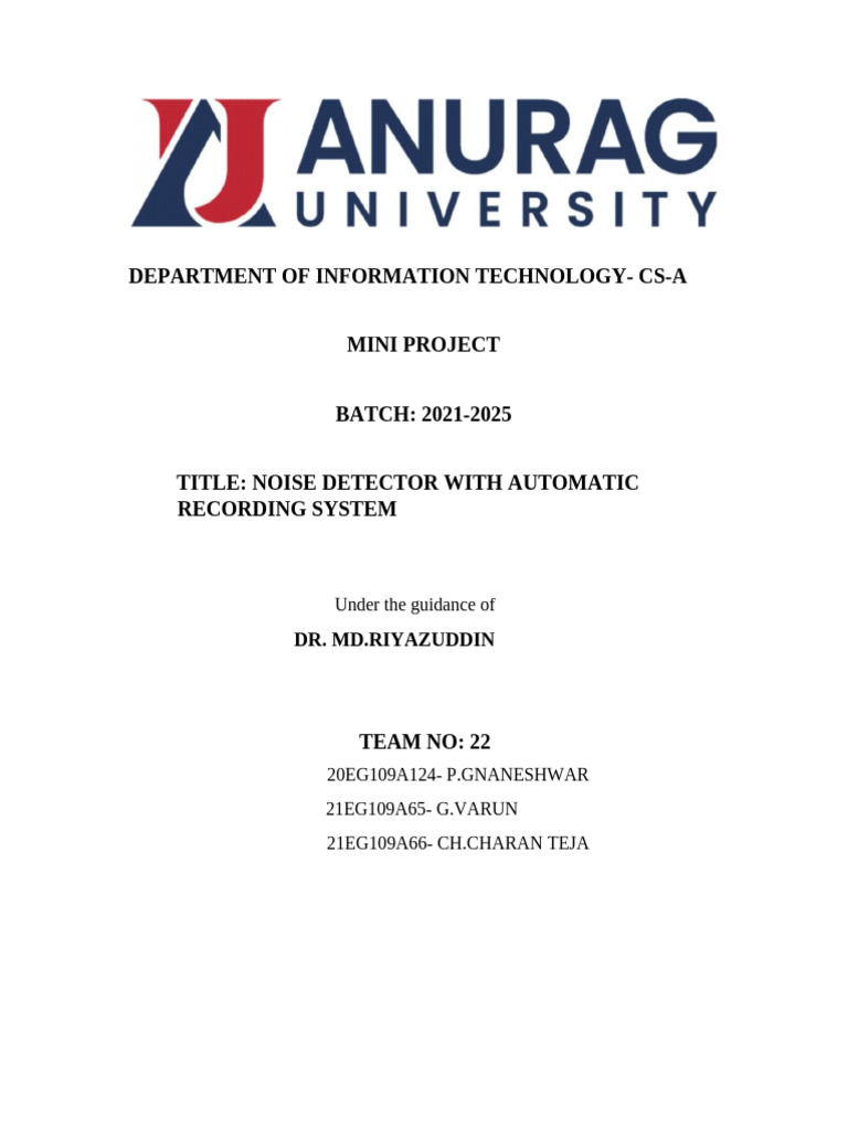 Sound Detector Mini Project2 | PDF | Sensor | Microphone