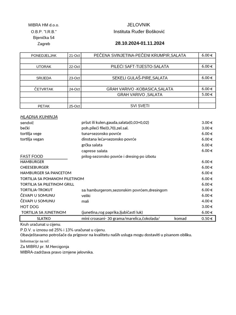 Jelovnik 2024 Net-1 | PDF