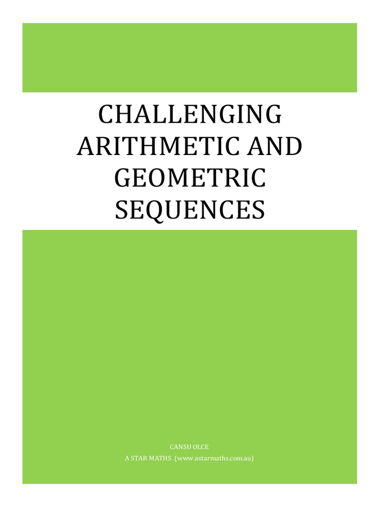 2) Challenging Arithmetic and Geometric Sequence and Series Questions ...