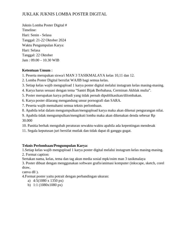 JUKLAK JUKNIS POSTER DIGITAL HSN 24 Rvs | PDF