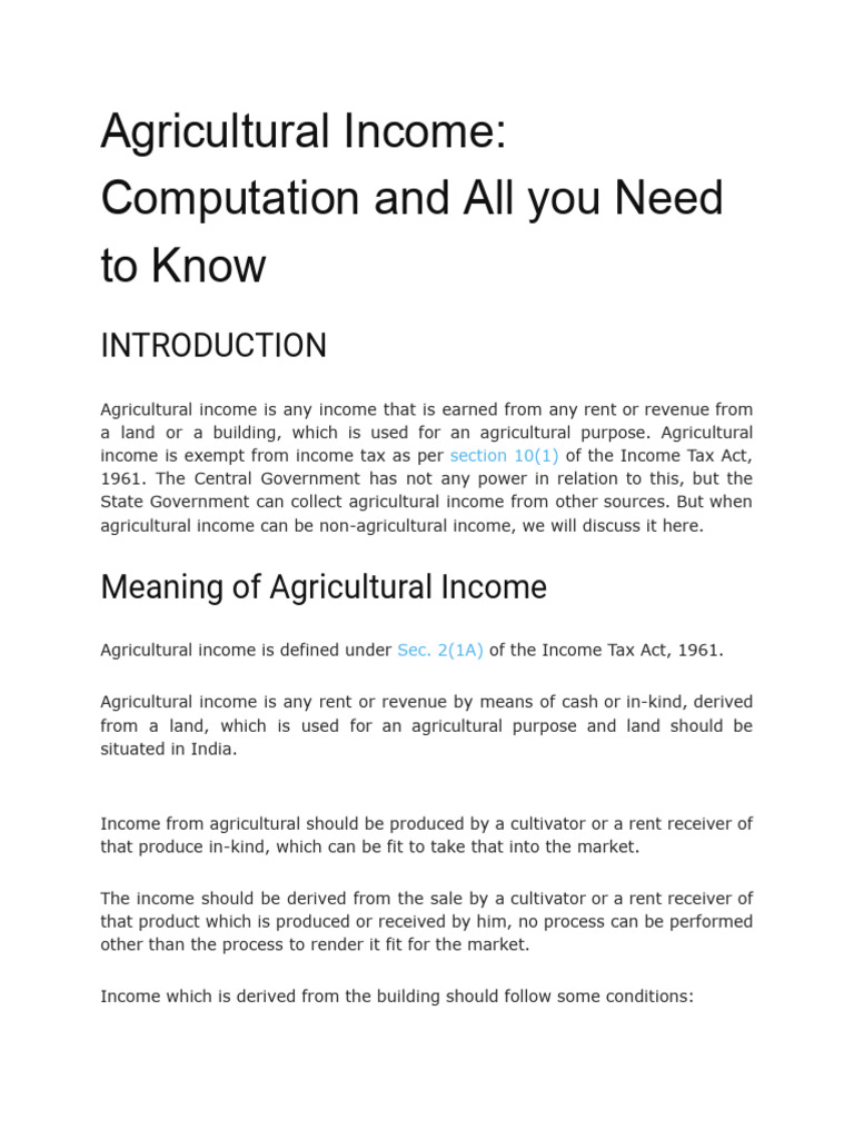 002 Agricultural Income - Computation and All You Need To Know | PDF ...