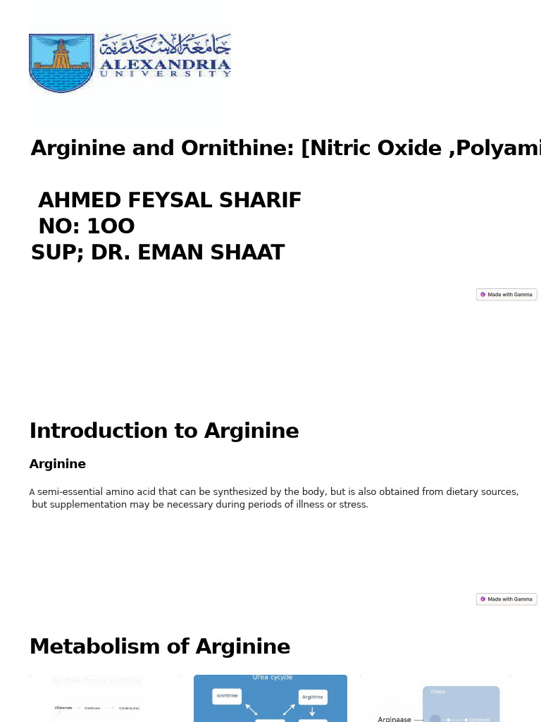 Arginine and Ornithine Nitric Oxide Polyamines 1pptx 100.... | PDF ...