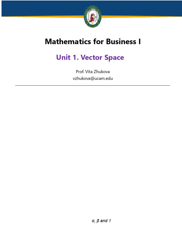 Unit 1 VZHK | PDF | Basis (Linear Algebra) | Vector Space