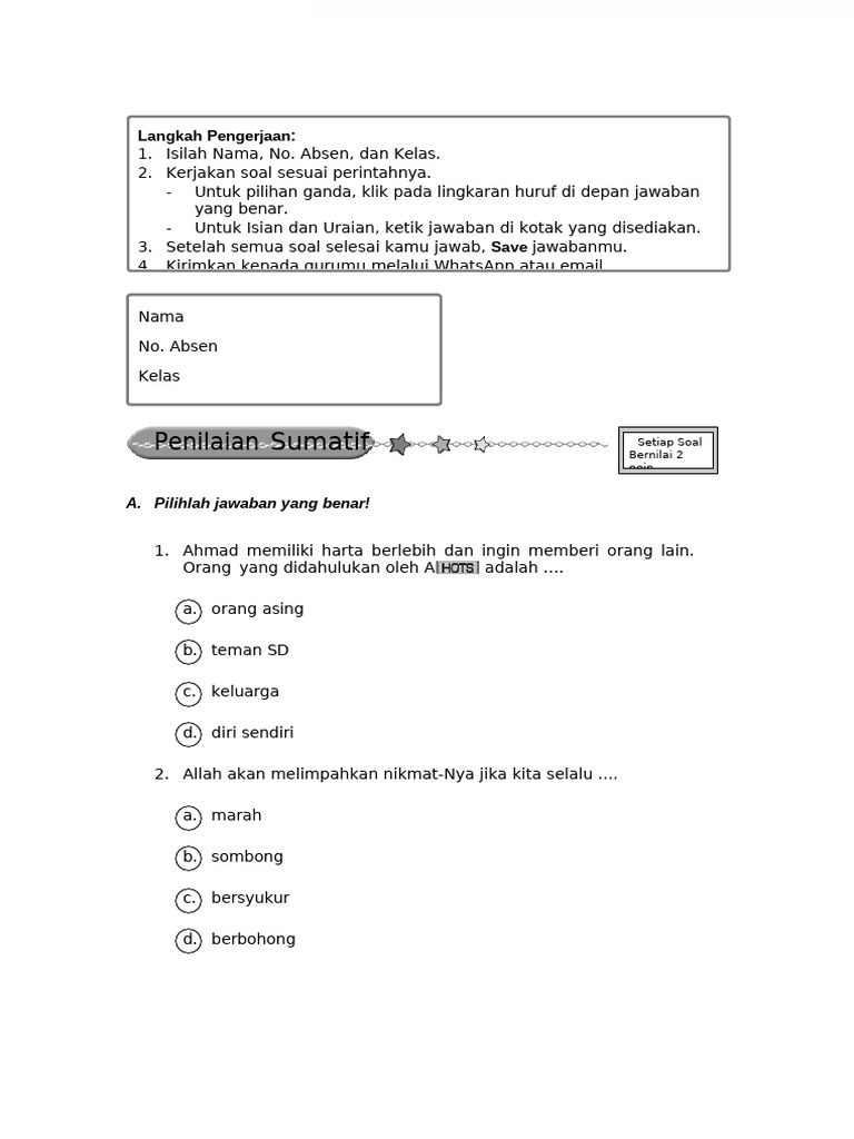 MI Fajar 6 Penilaian Sumatif 4 | PDF