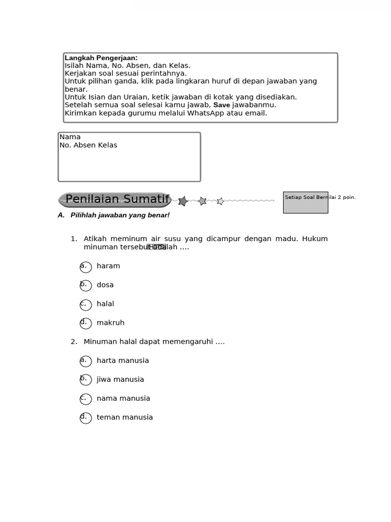 MI Fajar 6 Penilaian Sumatif 11 | PDF