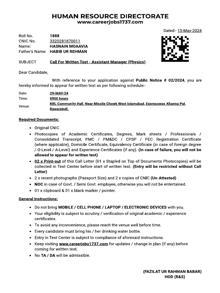 My Call Letter | PDF