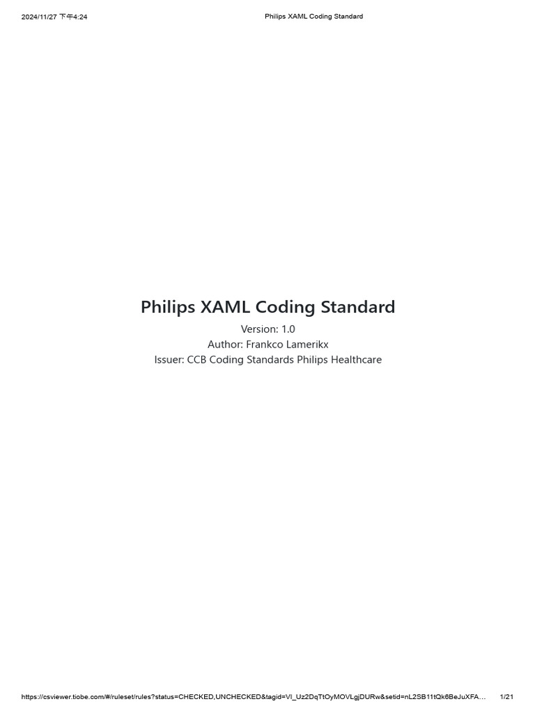 Philips XAML Coding Standards Guide | PDF | Extensible Application Markup Language | Namespace