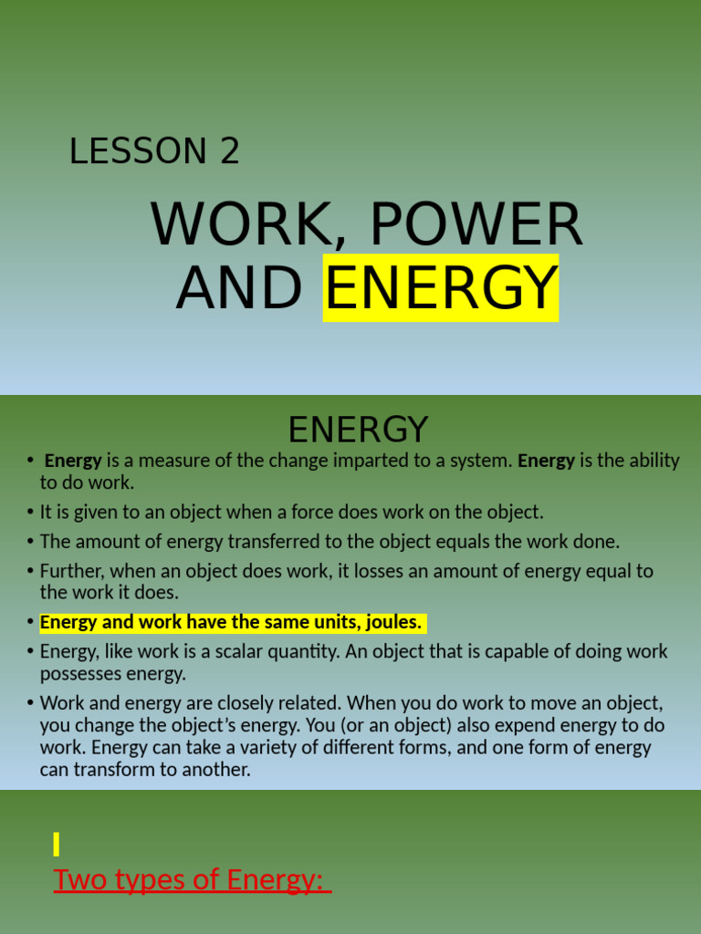 Work Power and Energy | PDF | Potential Energy | Kinetic Energy
