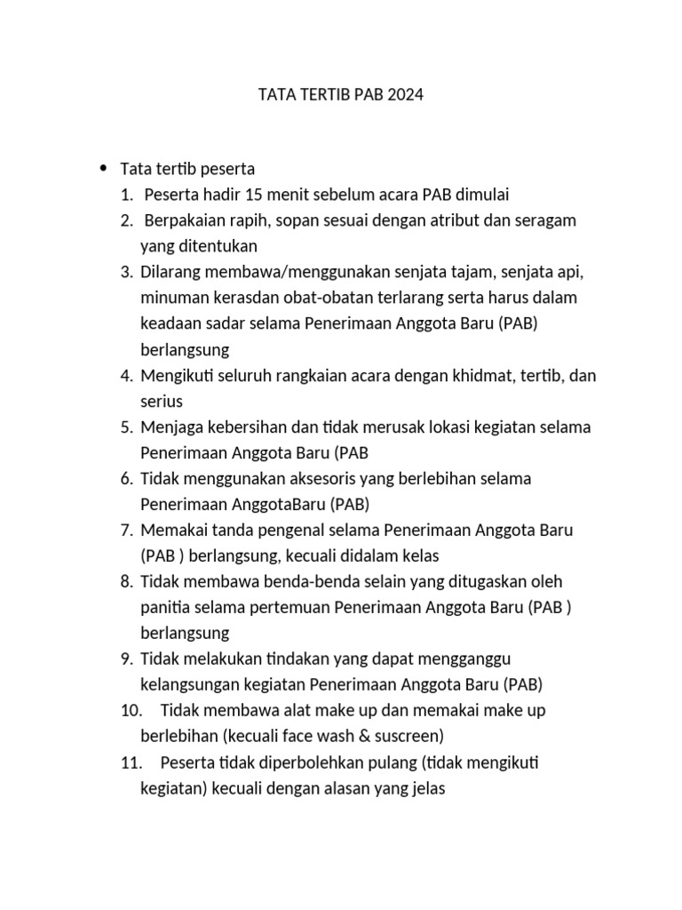 Tata Tertib Pab | PDF