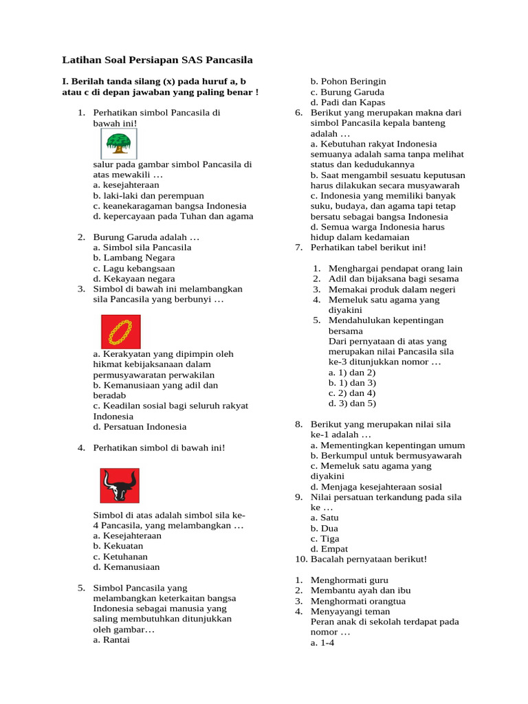 Latihan Soal Persiapan SAS Pancasila | PDF