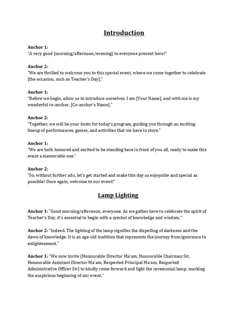 Anchoring Script (Teacher's Day) | PDF