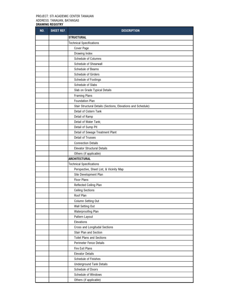 Sti - Drawing Registry | PDF