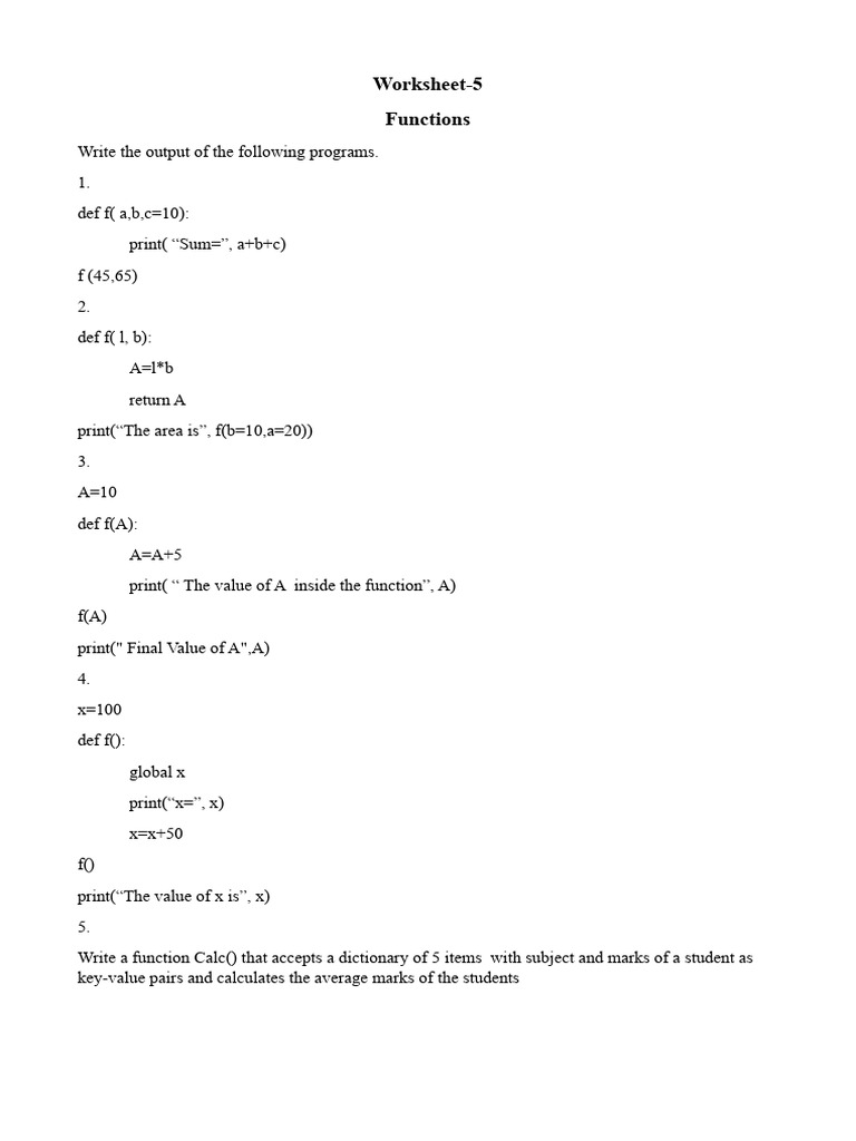 Python Function Exercises | PDF