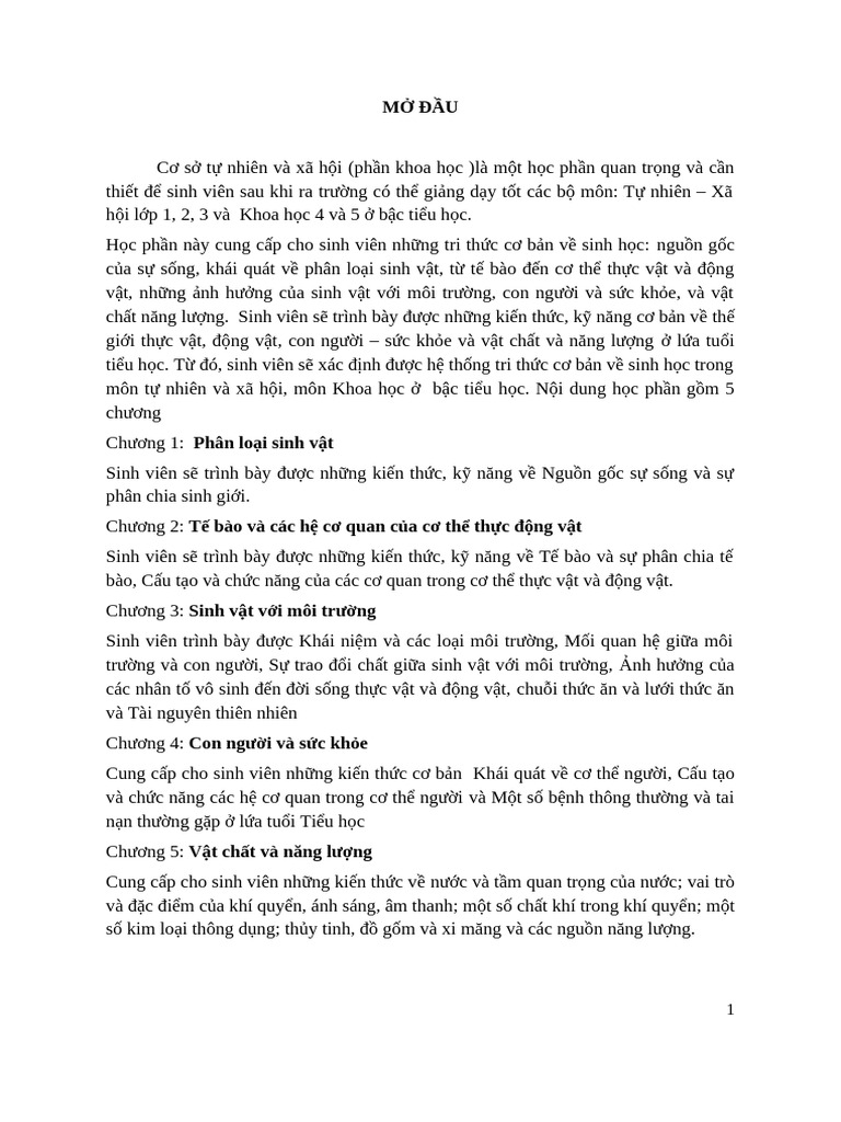 Giáo trình cơ sở TN&XH (phần khoa học) chính thức | PDF