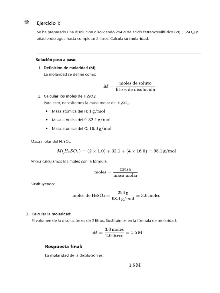 5 Ejercicios Disoluciones Resueltos | PDF