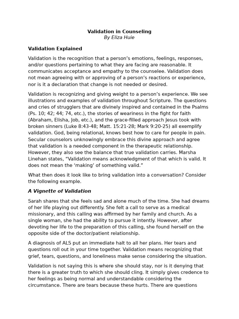 The Role of Validation in Counseling | PDF