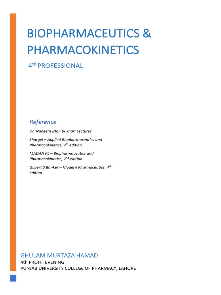 GM Notes Biopharmaceutics | PDF | Pharmacokinetics | Tablet (Pharmacy)
