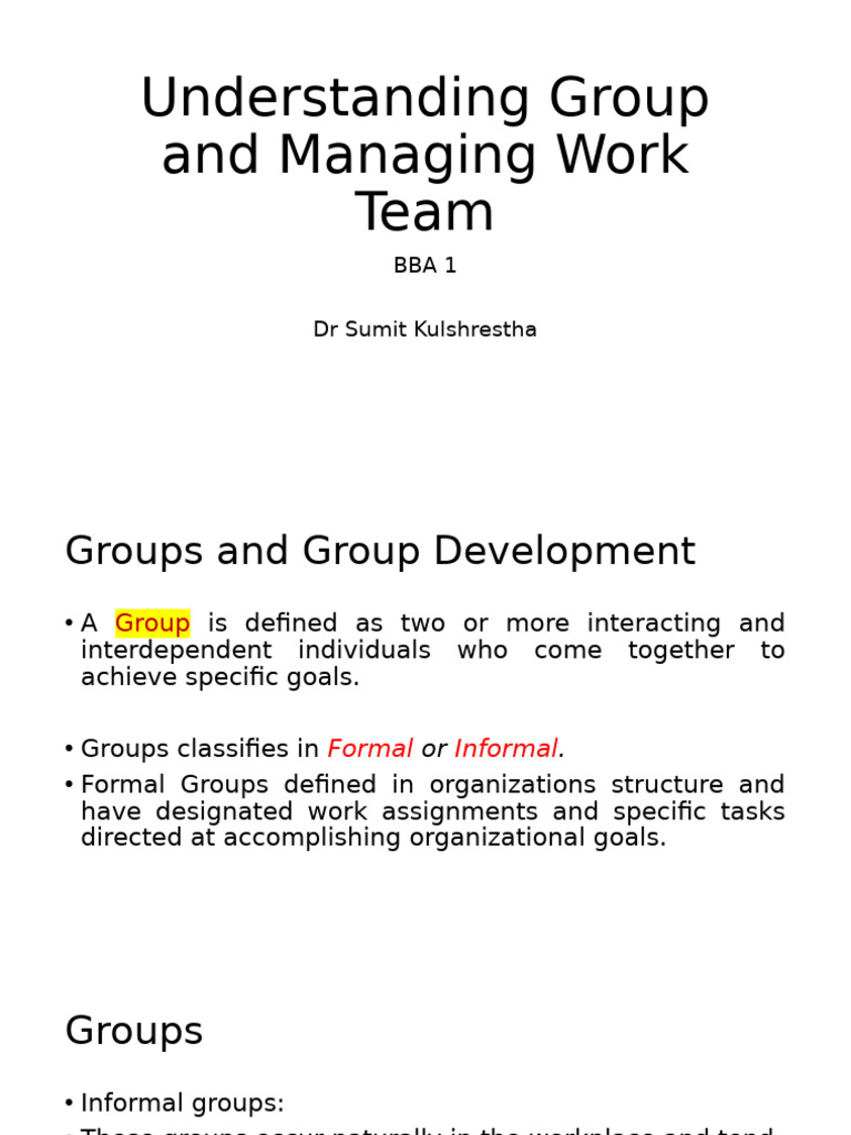 Understanding Group and Managing Workteam | PDF | Social Psychology ...