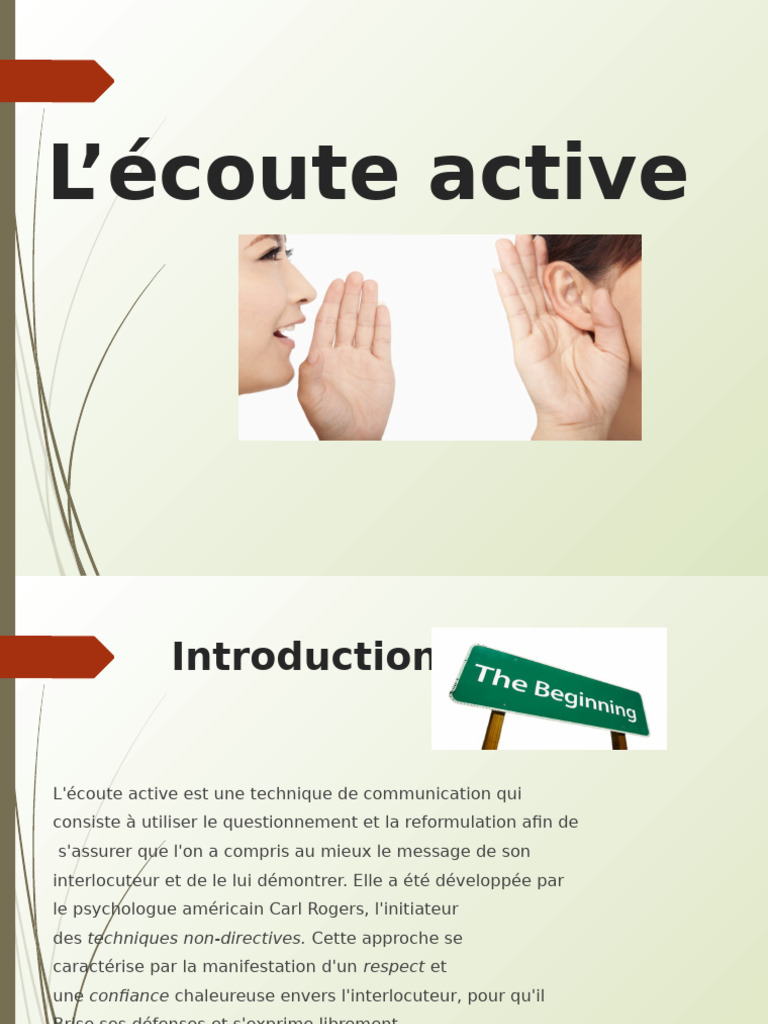 L'Écoute Active (2) - 1 | PDF | la communication | Psychologie