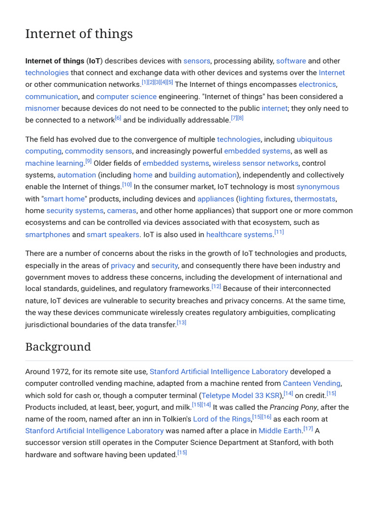 Internet of Things - Introduction | PDF | Internet Of Things | Computer Network