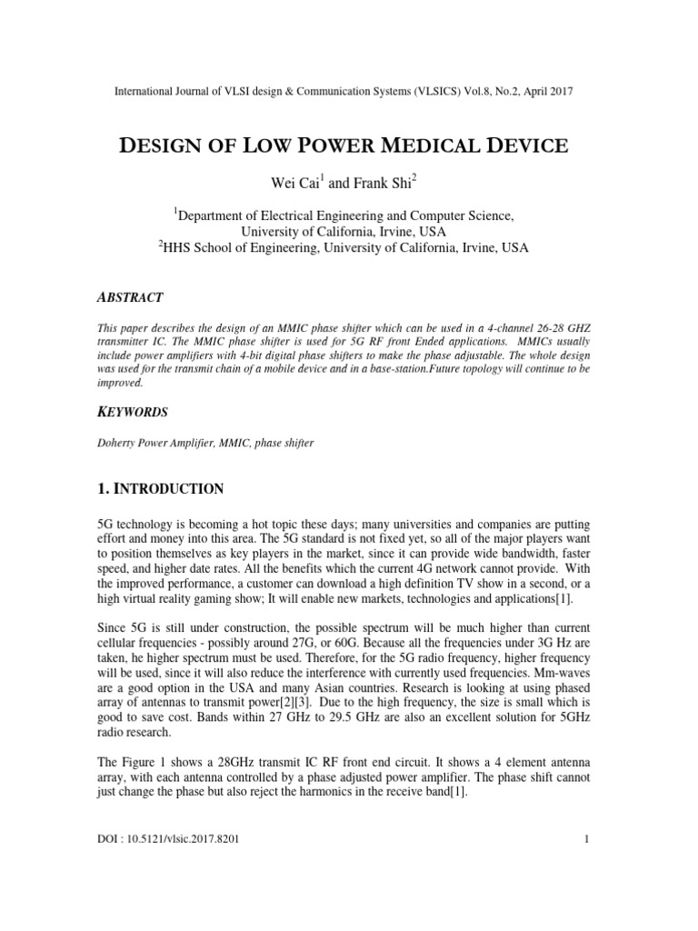 Low Power MMIC Phase Shifter Design | PDF | Amplifier | Mosfet