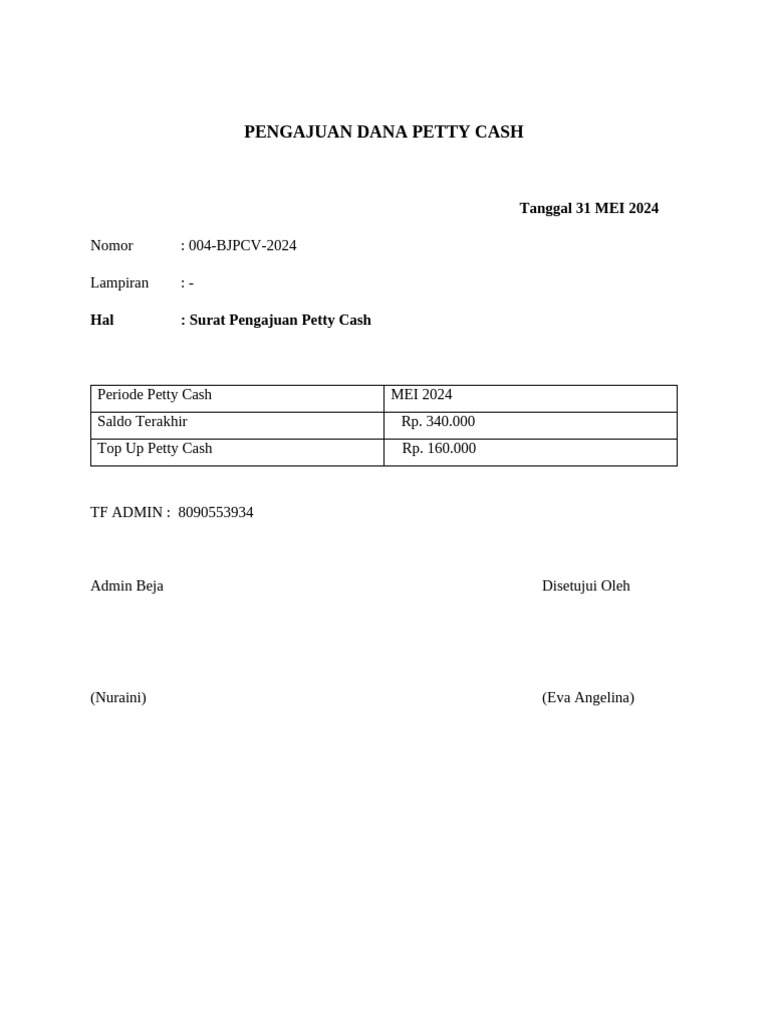 Pengajuan Dana Petty Cash | PDF