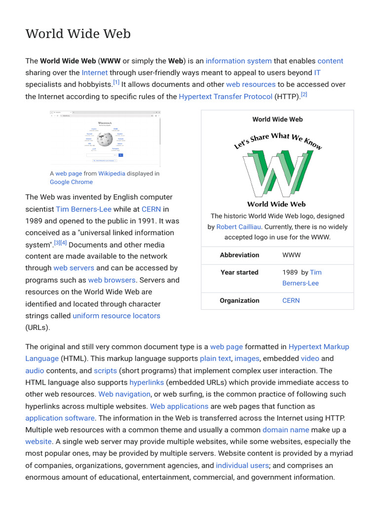 World Wide Web | PDF | World Wide Web | Internet & Web
