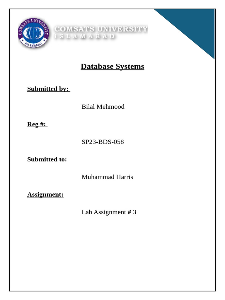 Database Systems Lab Assignment 3 | PDF