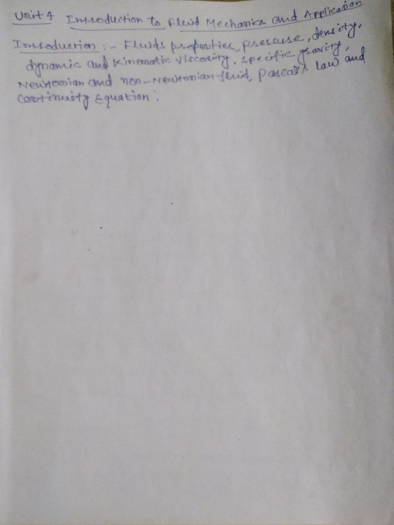 Unit4-Introduction To Fluid Mechanics | PDF