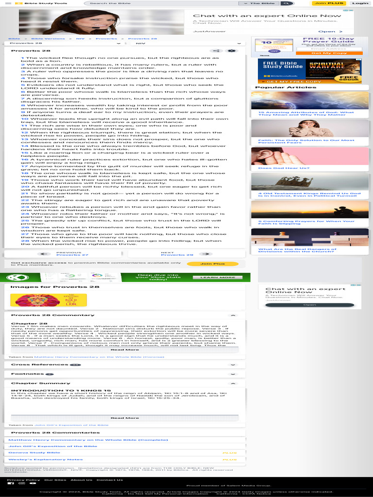 Proverbs 28 - NIV - The Wicked Flee Though No One Pursues, But The Rig | PDF | Sin | Theology