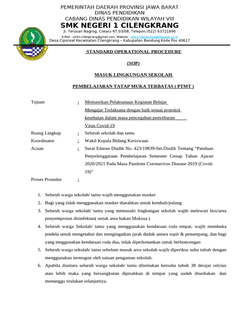Sop PTMT Satuan | PDF