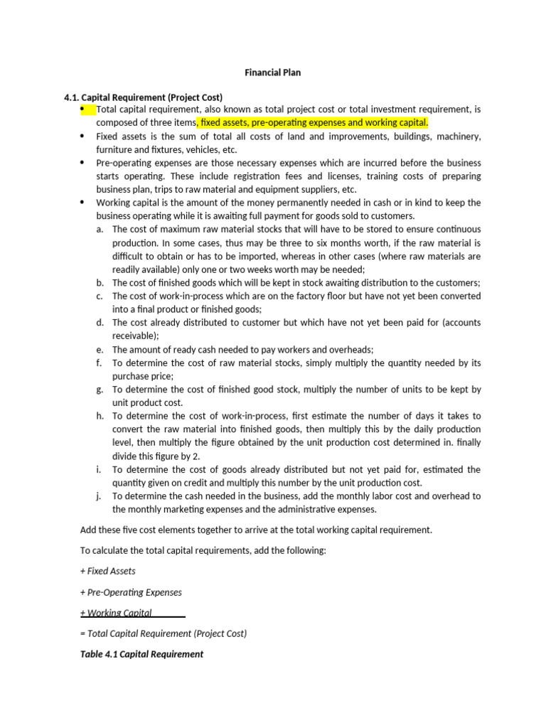 Financial Plan Outline | PDF | Cash Flow Statement | Expense