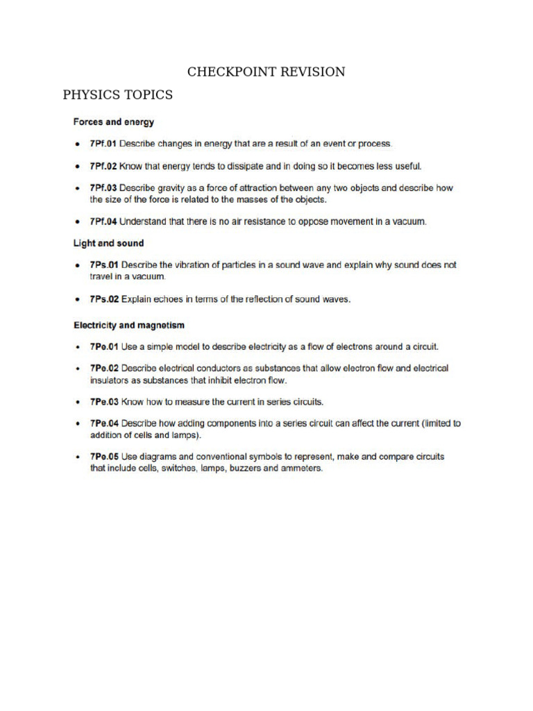 Checkpoint Revision-Physics | PDF
