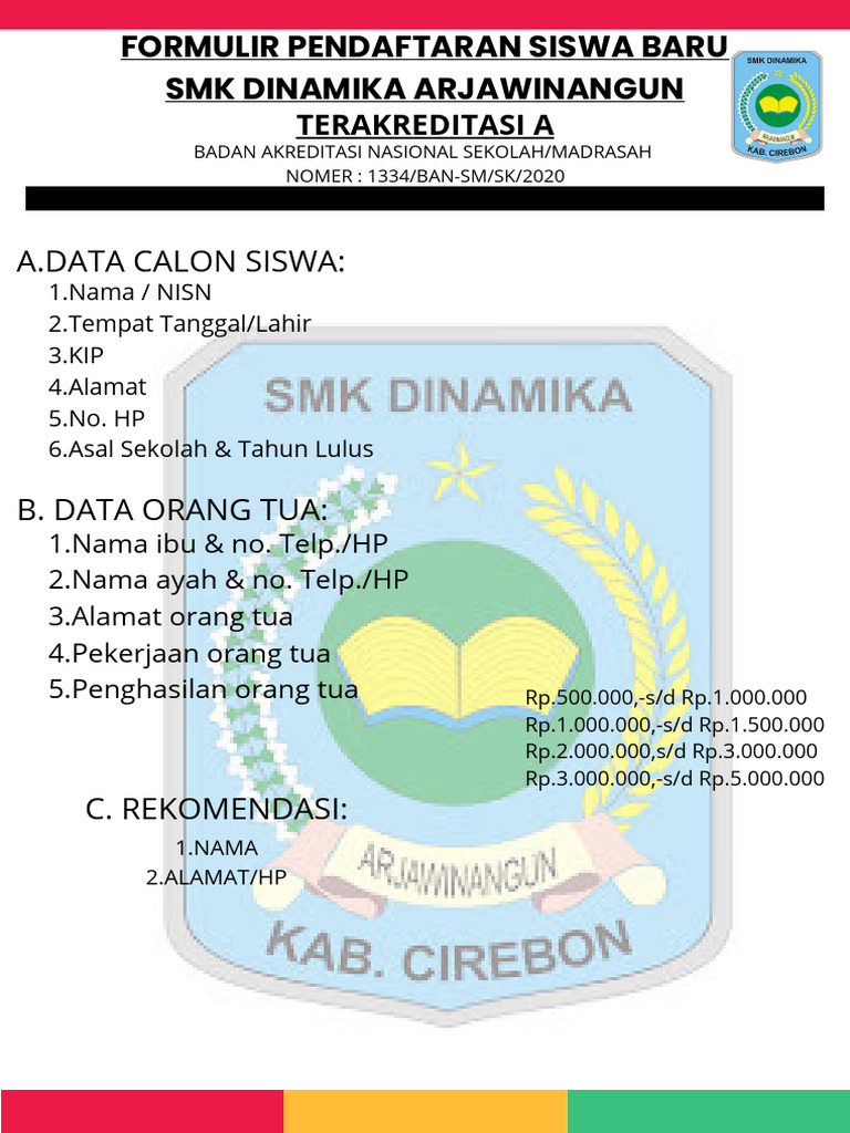 Warna-Warni Ilustratif Formulir Pendaftaran Siswa Baru A4 - 20241012 - 090851 - 0000 | PDF