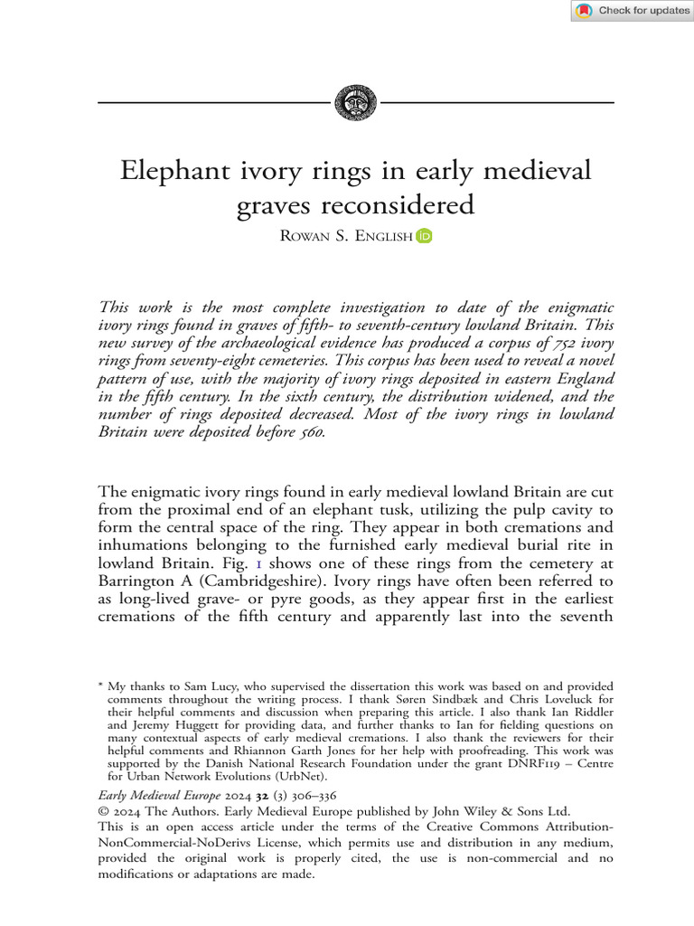 Ivory Rings in Early Medieval Graves | PDF | Burial | Cemetery