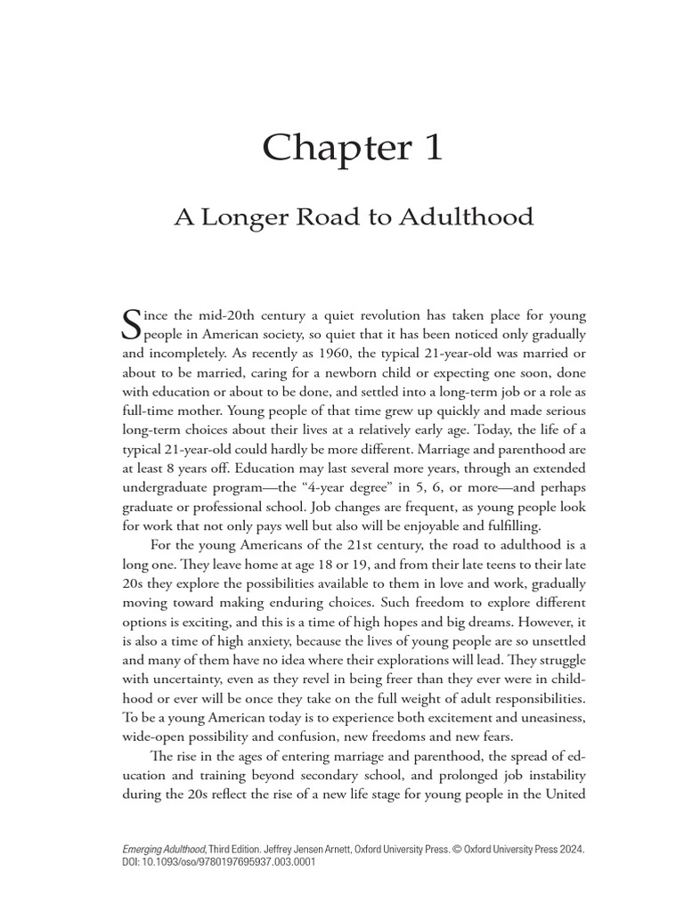 Emerging Adulthood - Arnett, 2023 | PDF | Adults | Adolescence