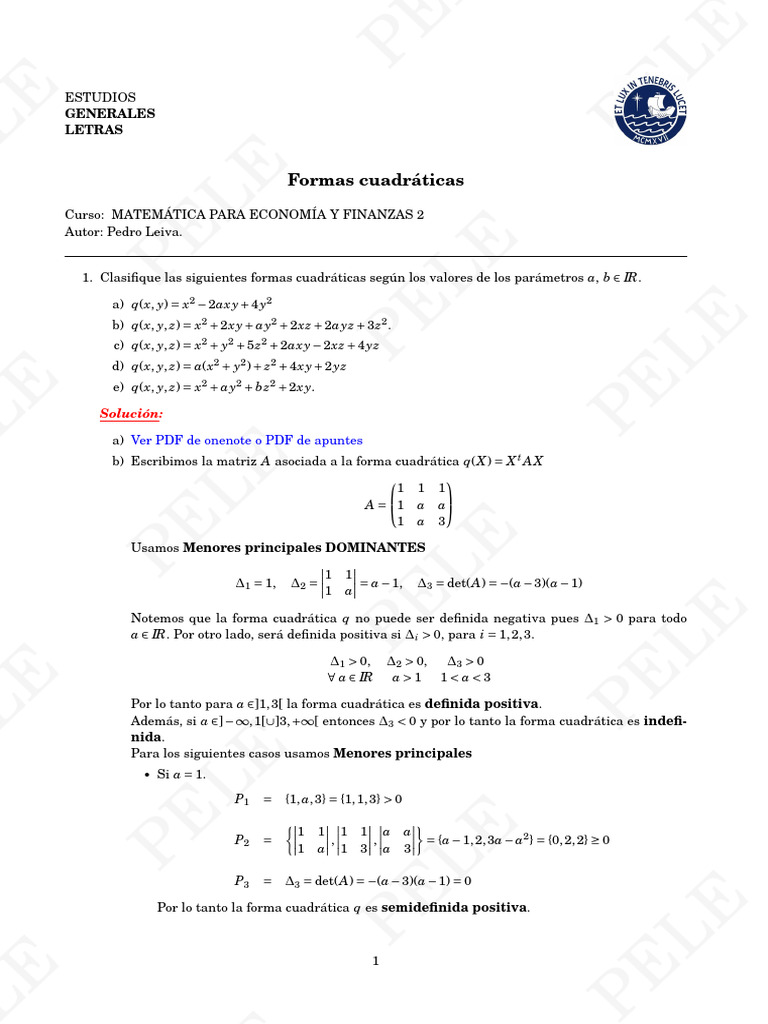 Formas Cuadráticas | PDF | Análisis matemático | Matemáticas discretas