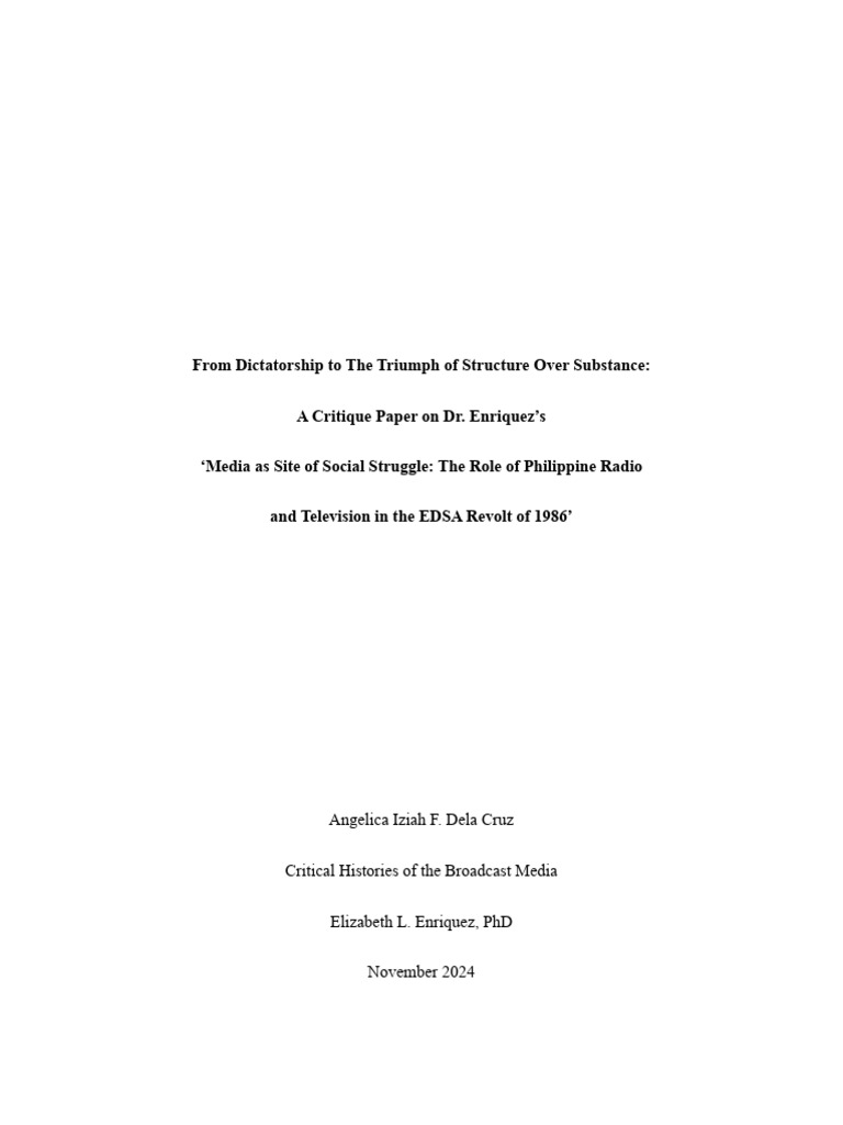 From Dictatorship To The Triumph of Structure Over Substance | PDF | Corazon Aquino | Philippines