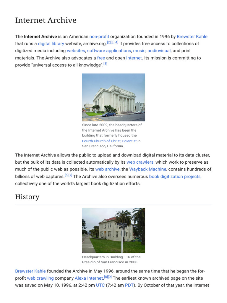 Internet Archive - Wikipedia | PDF | World Wide Web | Internet & Web
