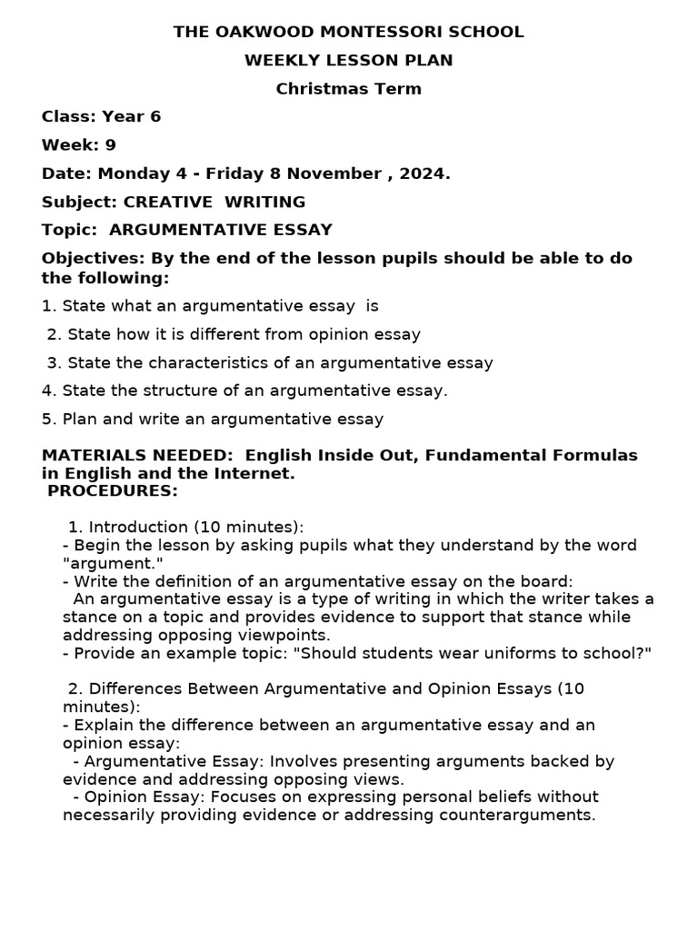 Creative Wrting 9-10 - Argumentative Essay | PDF | Essays | Evidence