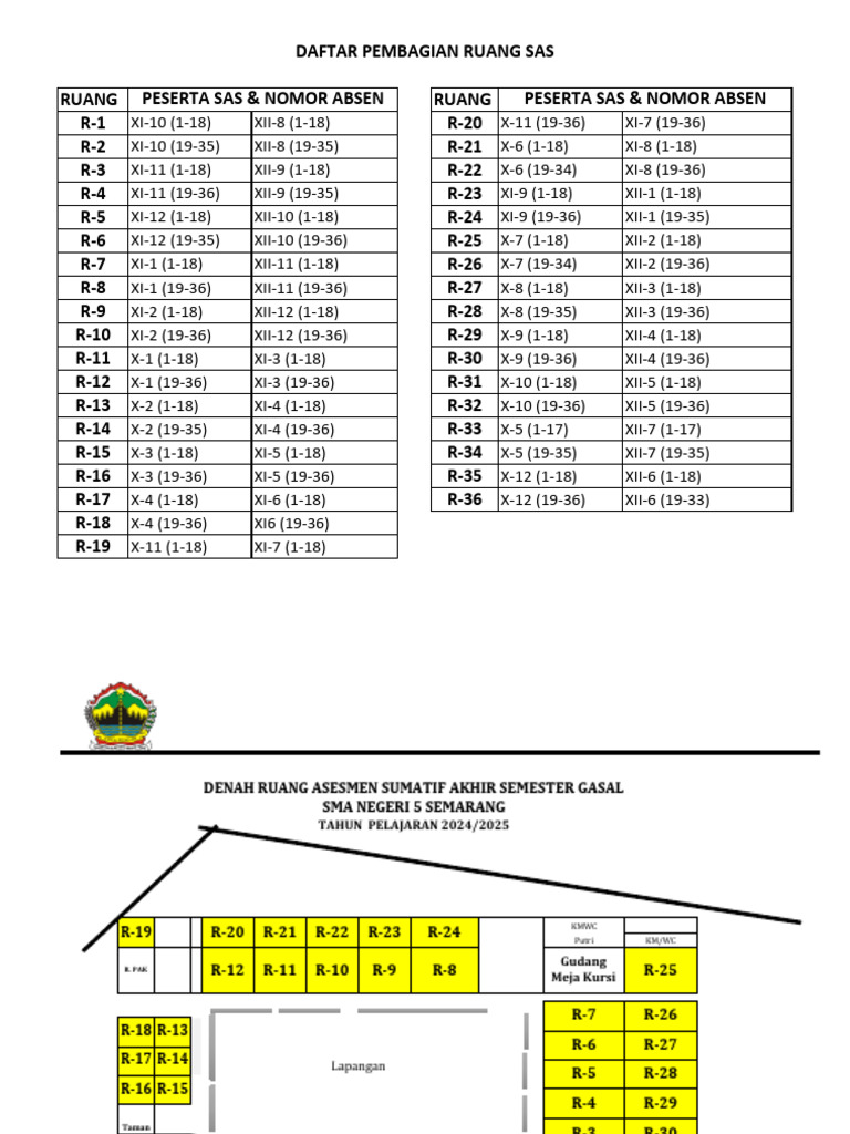 Ploting Siswa-SAS 2024-Denah Ruang | PDF